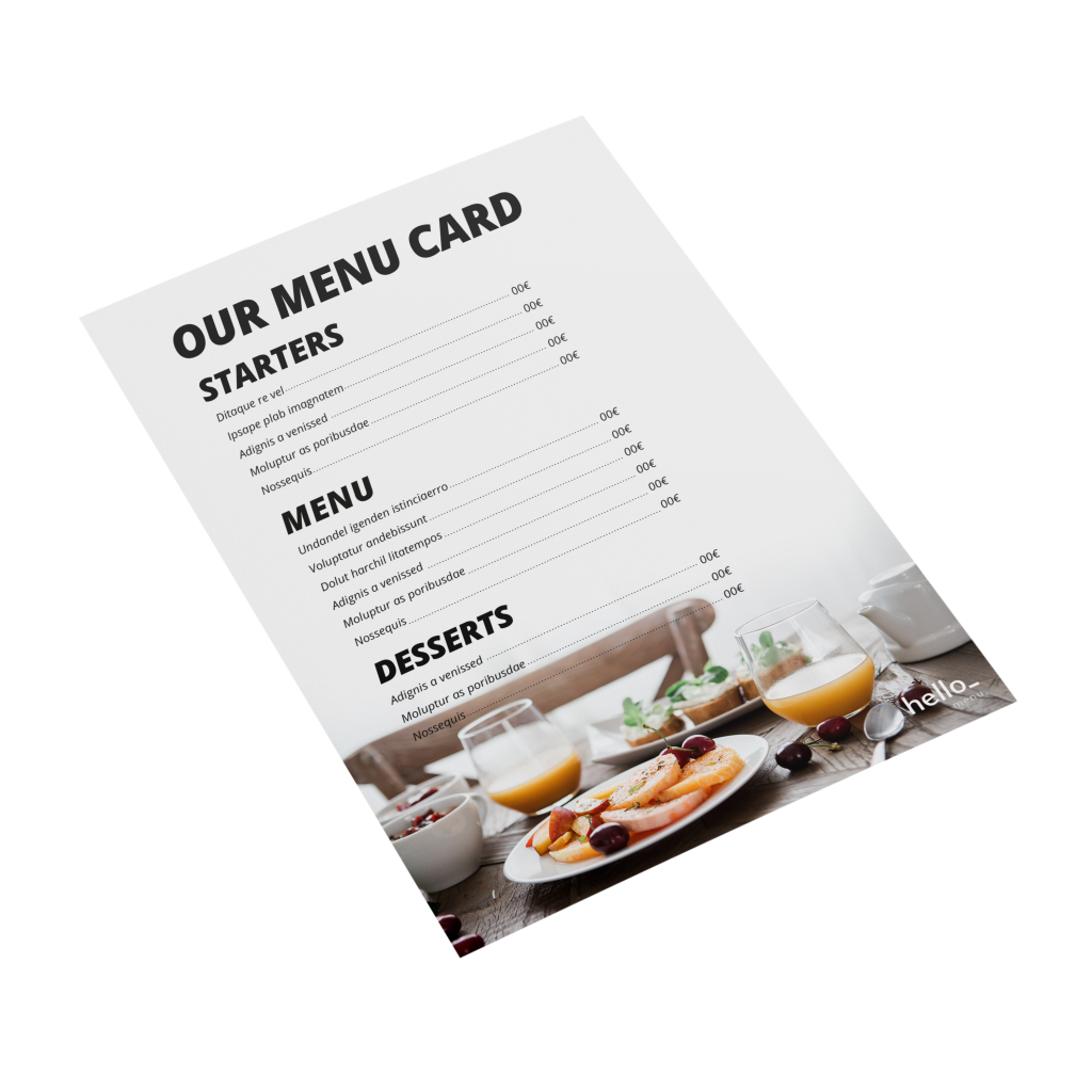 PVC Menu Cards – Tutto Print